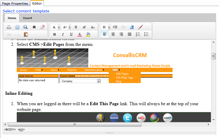 Maintain CMS Pages-ConvallisCMS Help-Convallis Software, Exeter, Devon